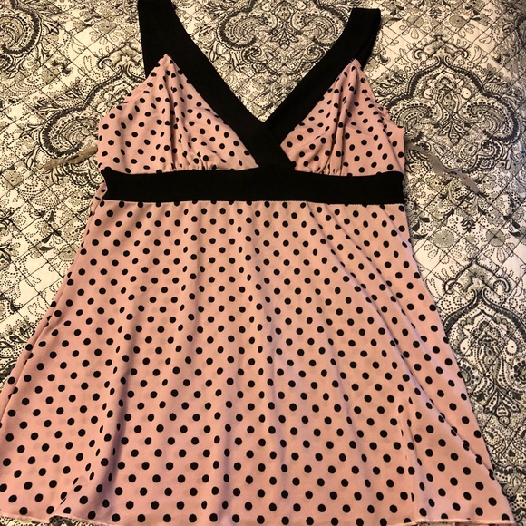 Maurices | Tops | Cute Pink Polka Dot And Black Trim Pin Up Tank | Poshmark